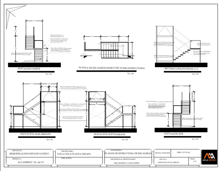 Plano de Escaleras Corregido | PDF | Ingeniero civil | Acero