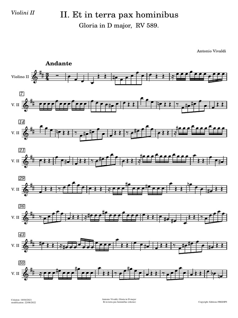 2 Et in Terra Pax-Violini - II | PDF | Compositions