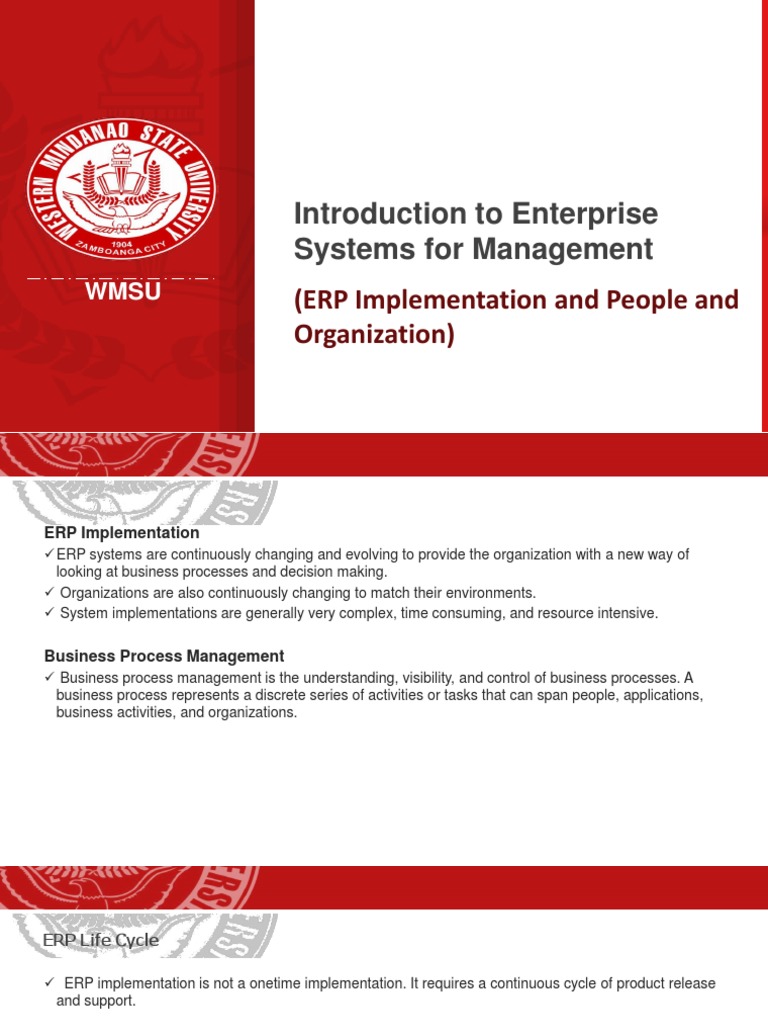 Lesson 2-Introduction To Enterprise Systems For Management (ERP Implementation) | PDF ...