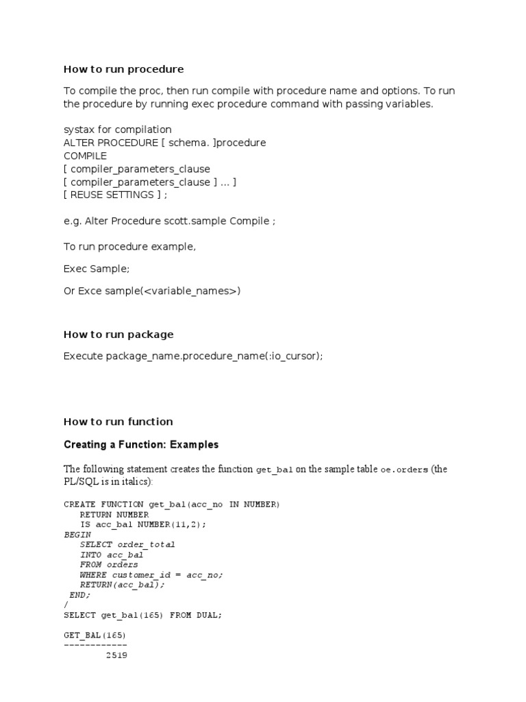 How to Compile and Execute Procedures | PDF | Computers