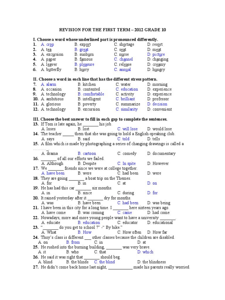 n Tập HKI Tiếng Anh Lớp 10 | PDF | Marie Curie