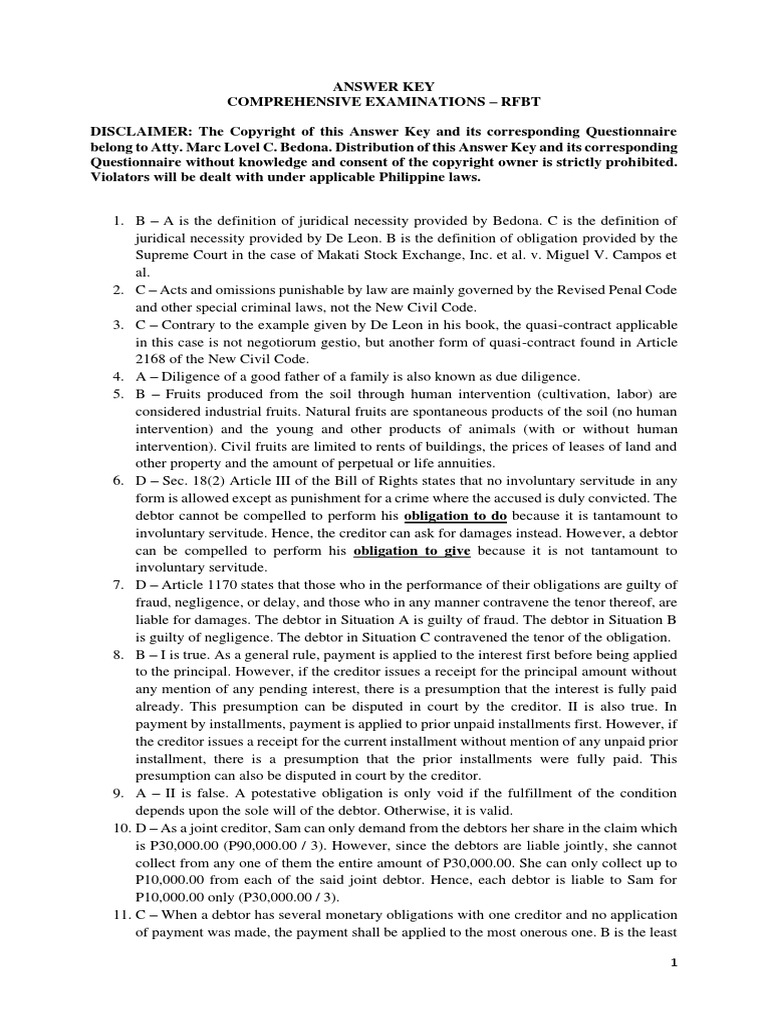 Comprehensive Exam RFBT Answer Key V2 | PDF | Cheque | Corporations