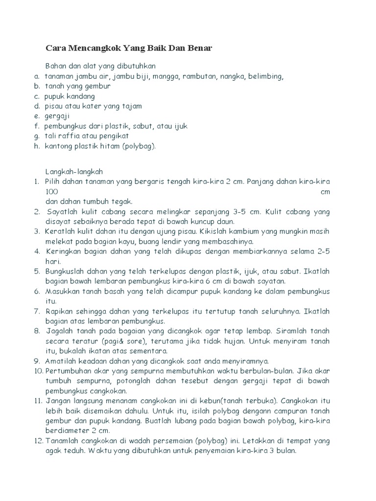 Cara Mencangkok Yang Baik Dan Benar | PDF