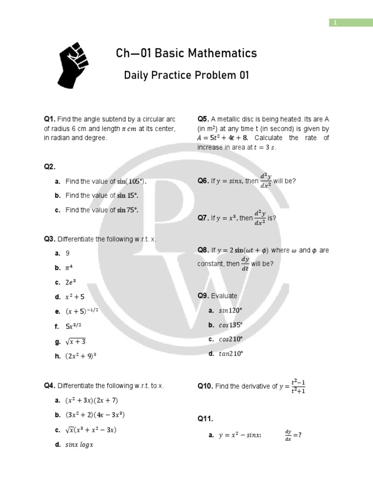Basic Mathematics DPP 01 | PDF | Elementary Geometry | Mathematics