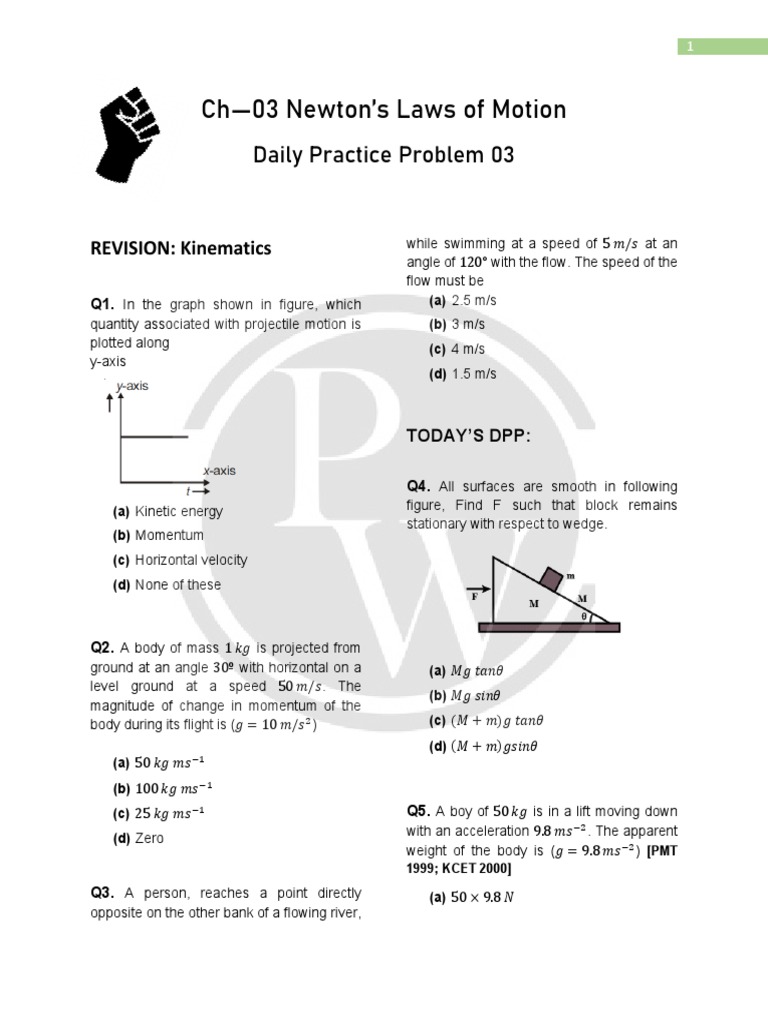 Ch-Laws of Motion DPP 03 | PDF | Force | Acceleration