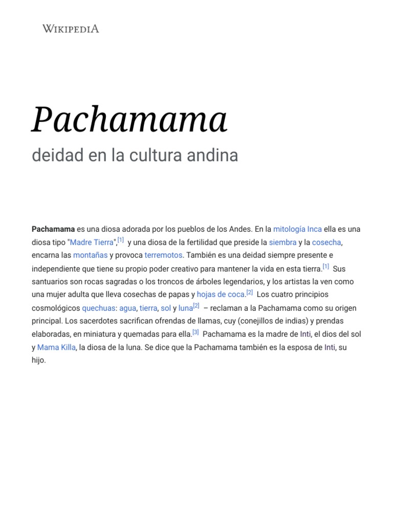 La Pachamama: Madre Tierra Andina | PDF