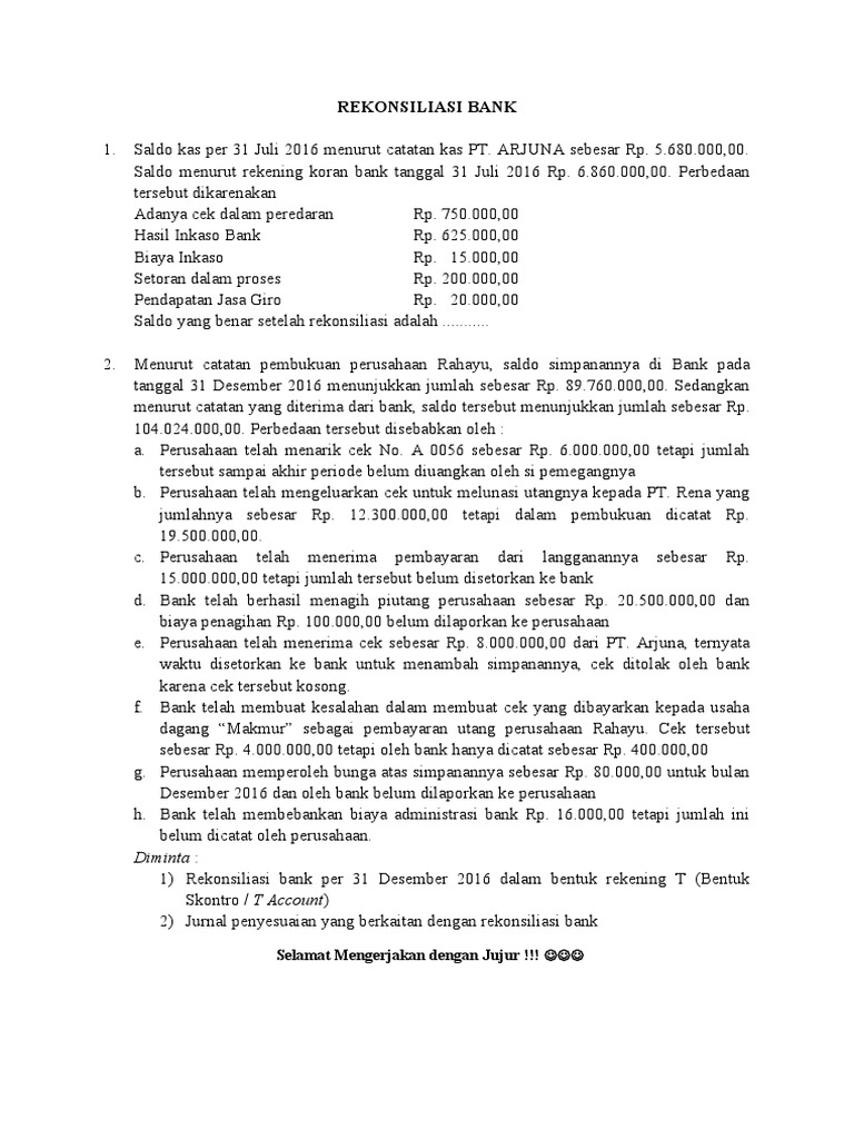Pembahasan Rekonsil Bank | PDF