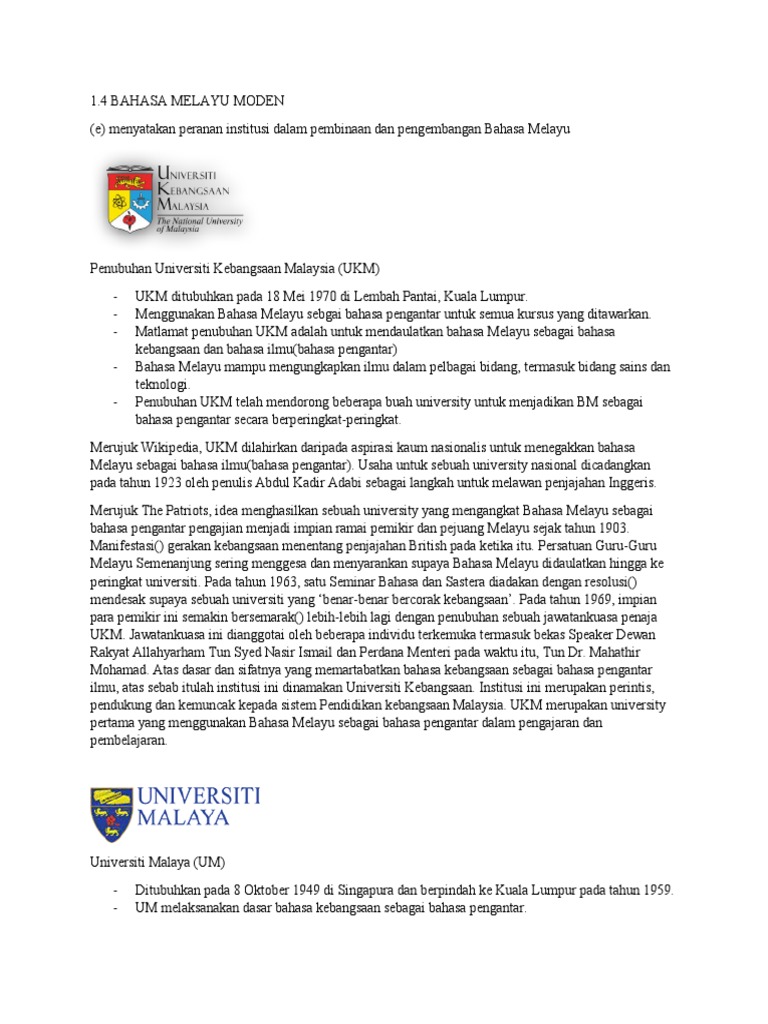 Sumbangan Institusi BMM | PDF