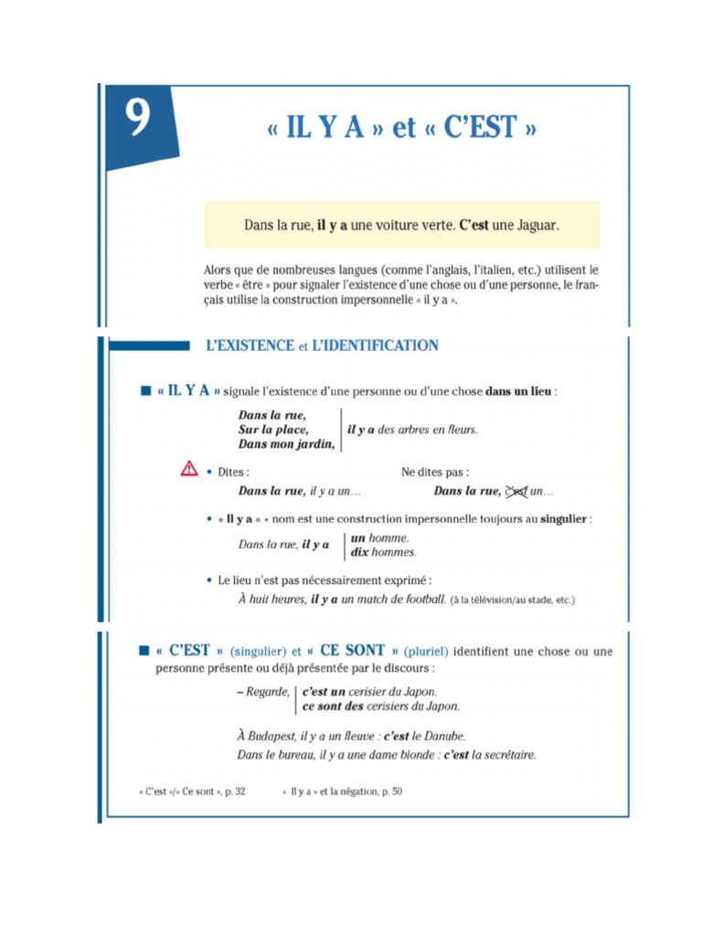 LEÇON 9 - IL Y A Et C'EST | PDF