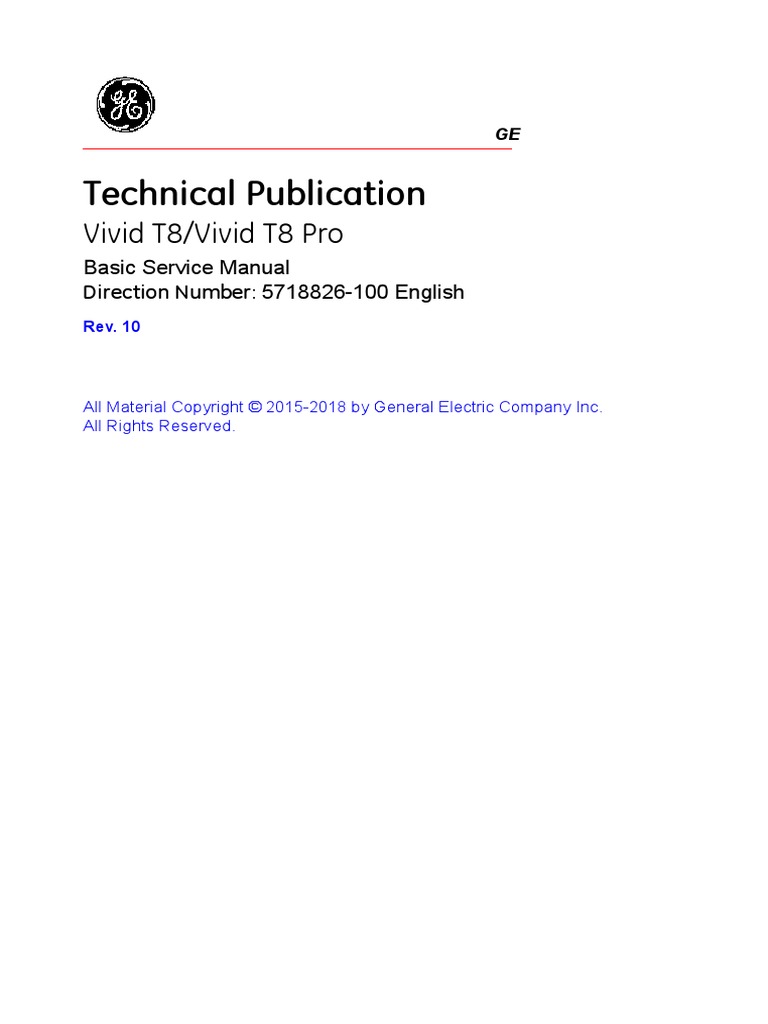 Vivid T8 R2 Basic Service Manual English Version - SM - 5718826-100 ...