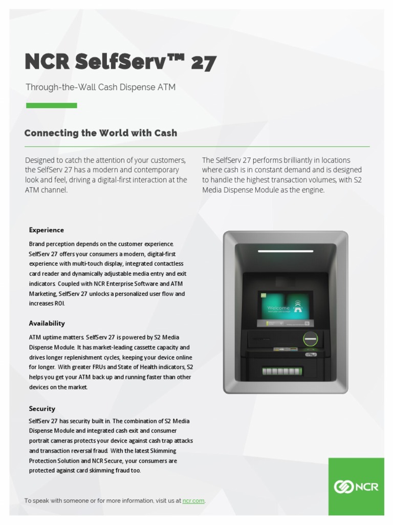NCR SelfServ 27 Datasheet | PDF | Automated Teller Machine | Manufactured Goods