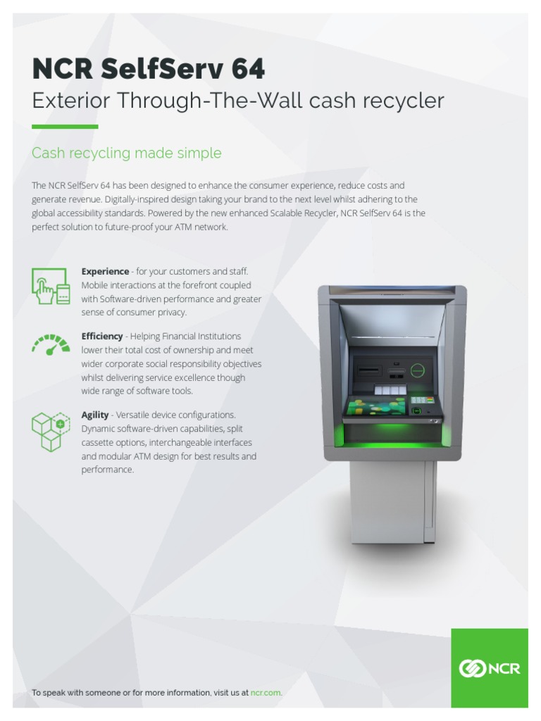 NCR SelfServ 64 - Datasheet | PDF | Automated Teller Machine | Computer ...