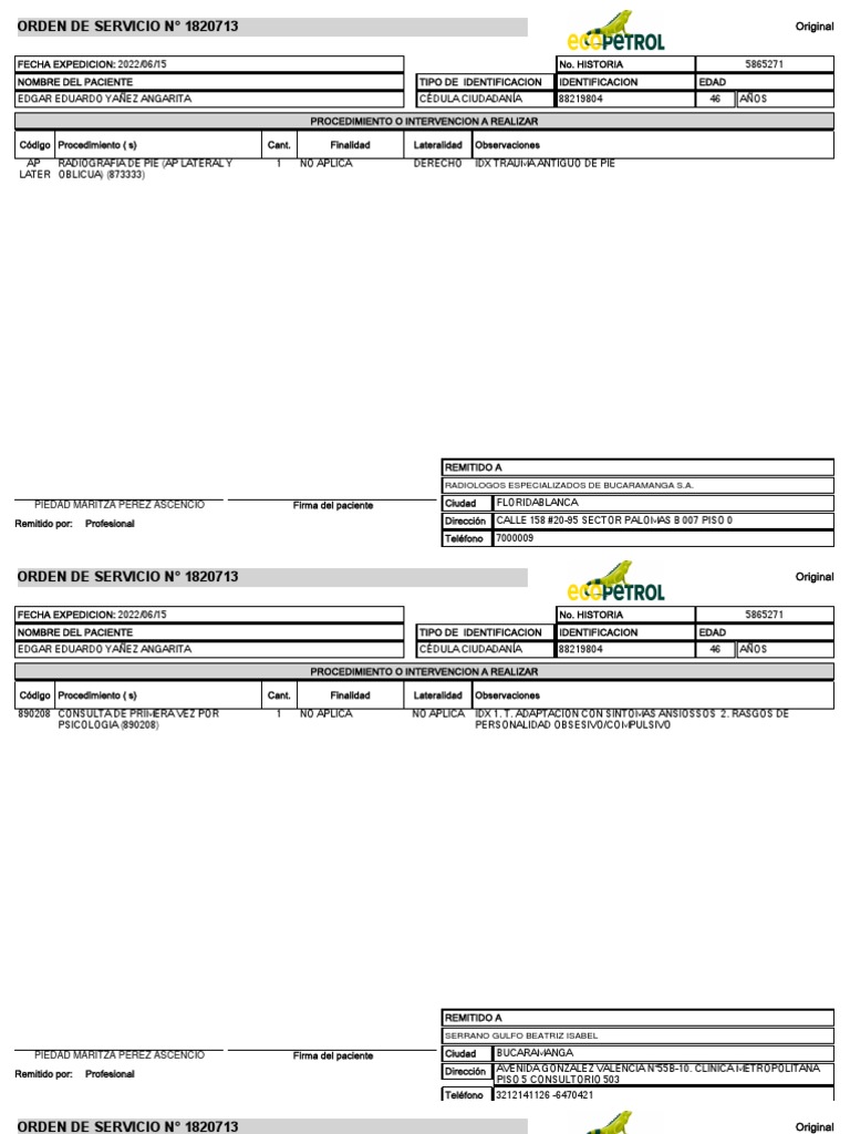 Orden de Servicio Edgar Yañez | PDF | Cuidado de la salud | Medicina