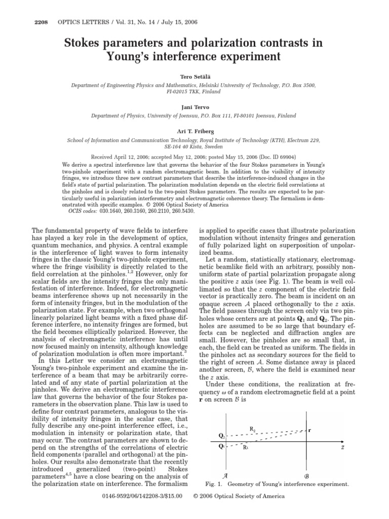 Stokes Parameters And Polarization Contrasts In Youngs Interference