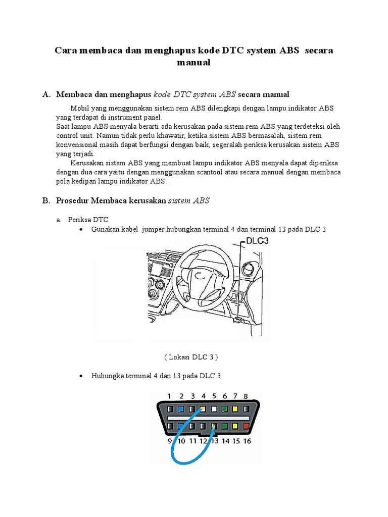 Menghapus Kode DTC ABS Mobil Manual | PDF