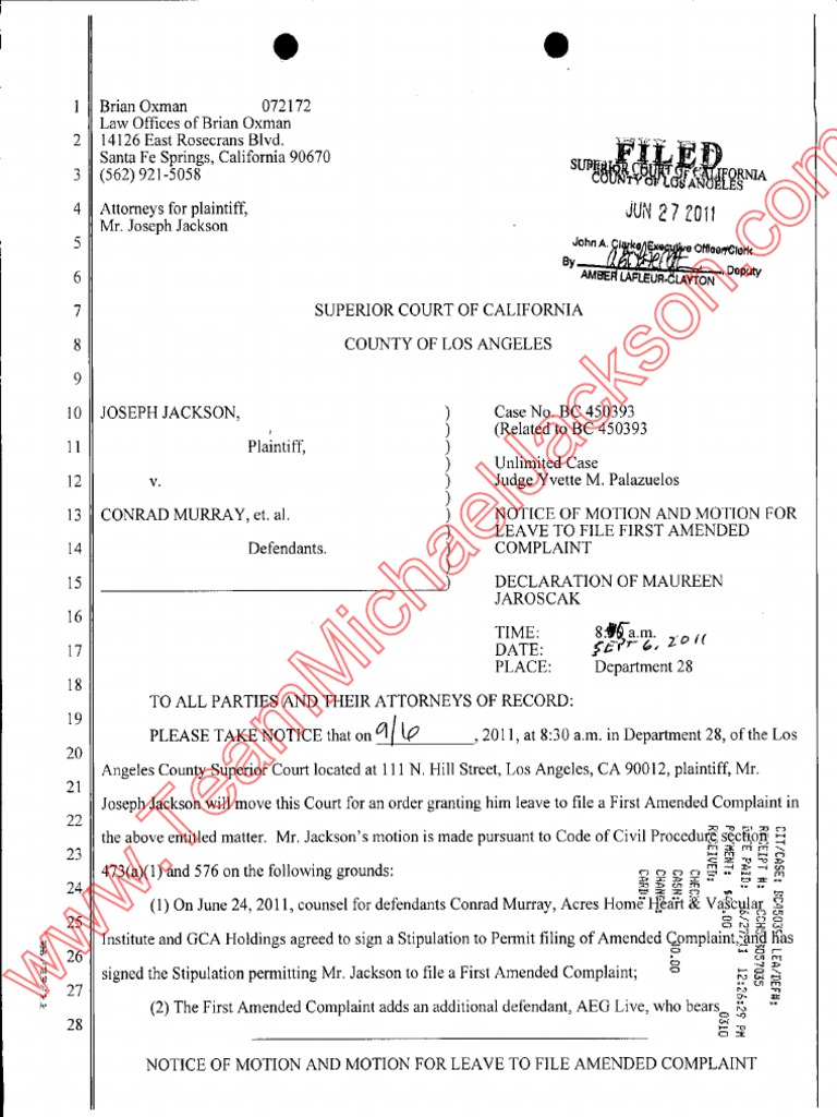 Notice of Motion and Motion For Leave To File First Amended Complaint ...