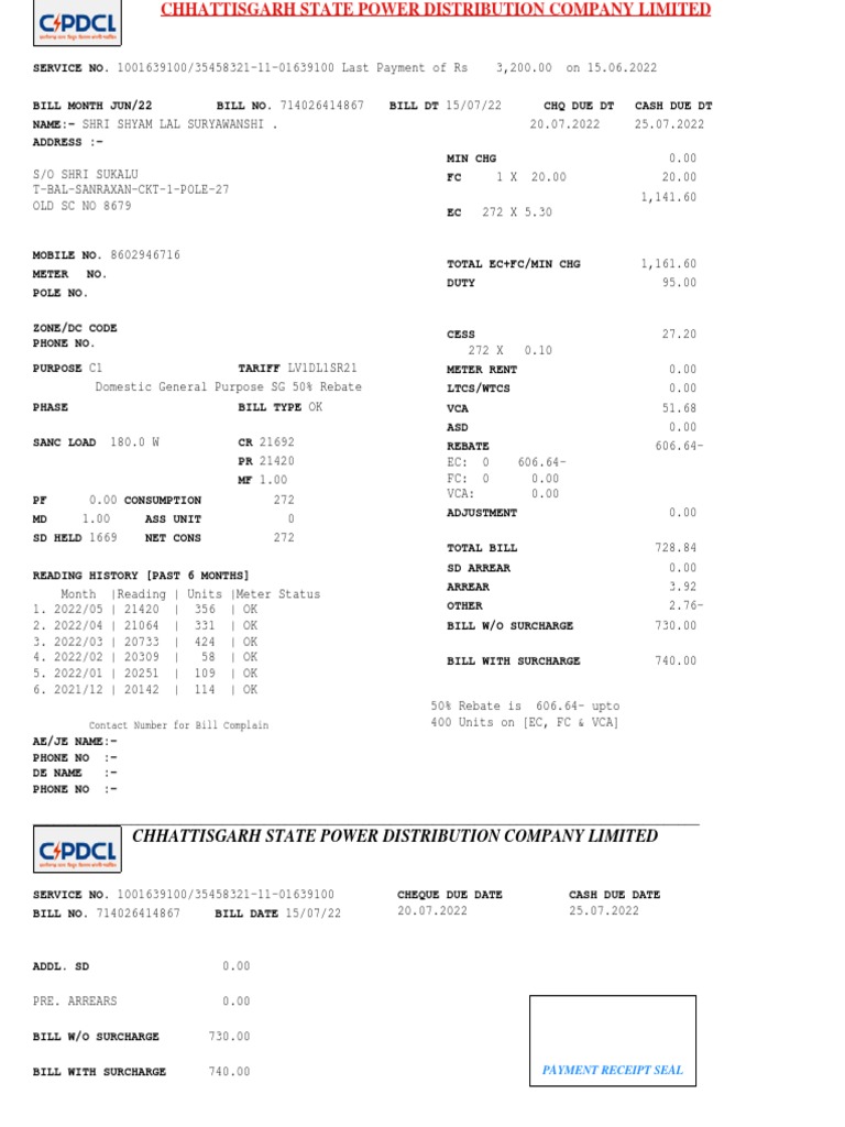 Electricity Bill | PDF | Electric Power | Electrical Engineering