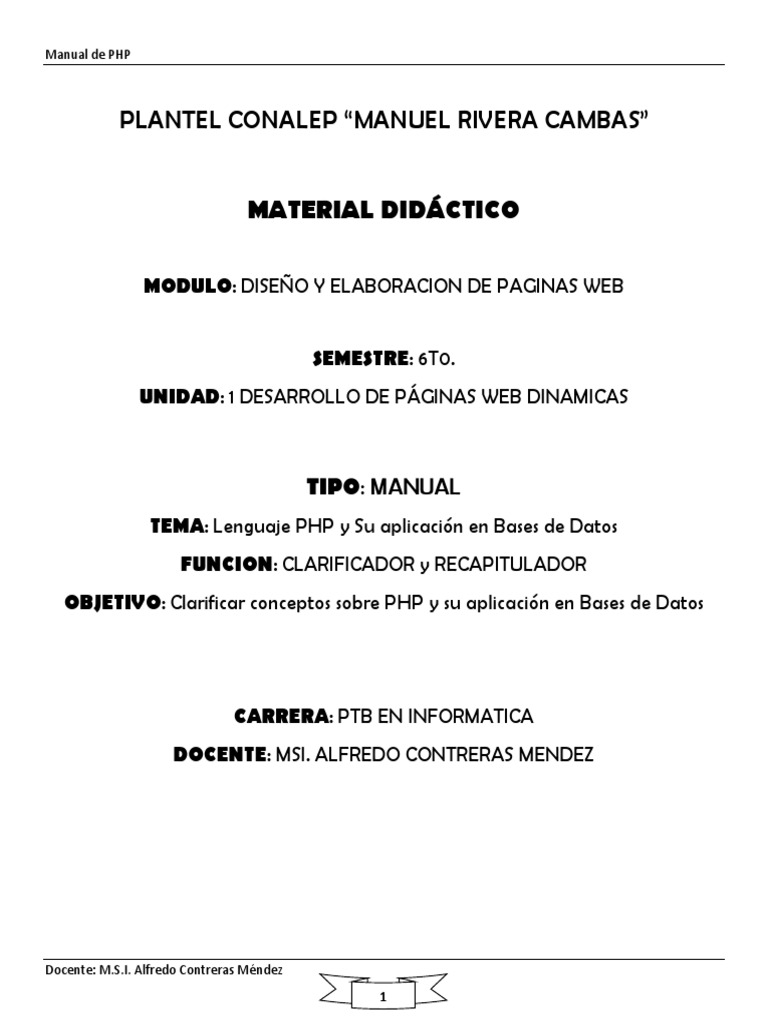 Manual de PHP | PDF | Mi sql | Php
