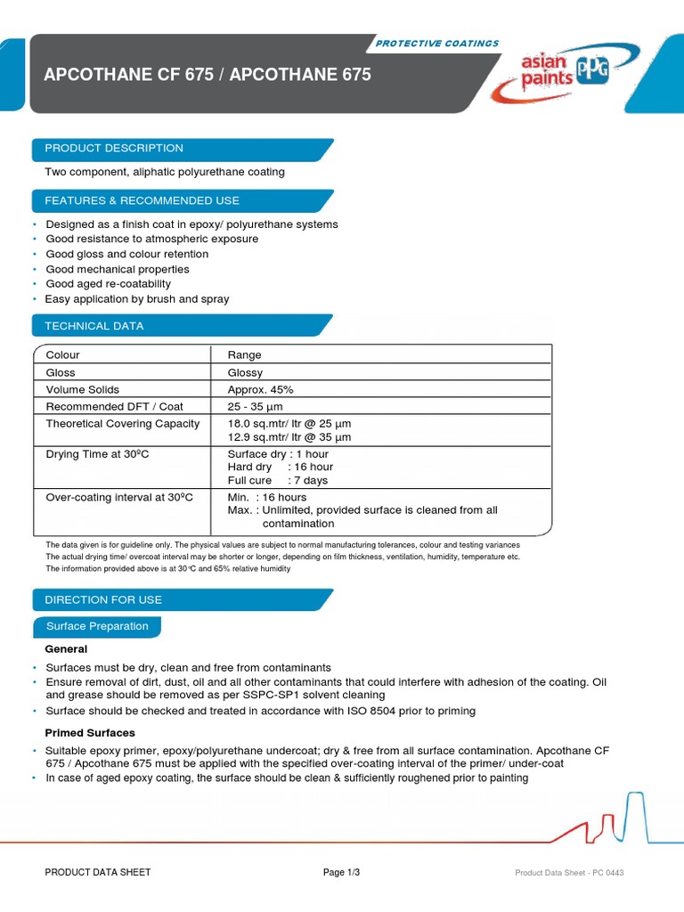 PC 0443 - Apcothane CF 675 - Apcothane 675 Latest PDS | PDF | Epoxy ...