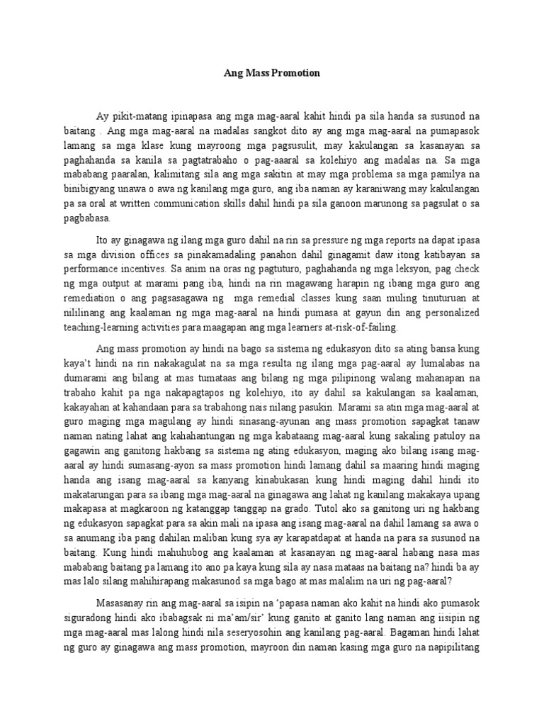 Mass Promotion Posisyong Papel | PDF