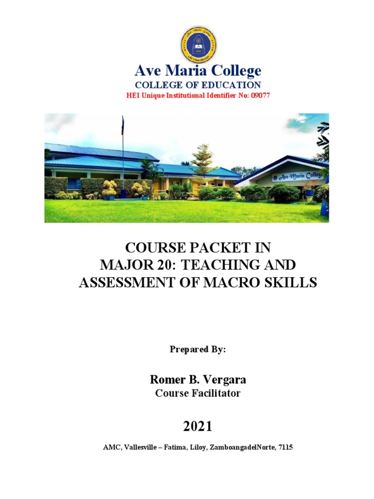 Teaching Macro Skills Course Packet | PDF | Teaching Method | Reading ...