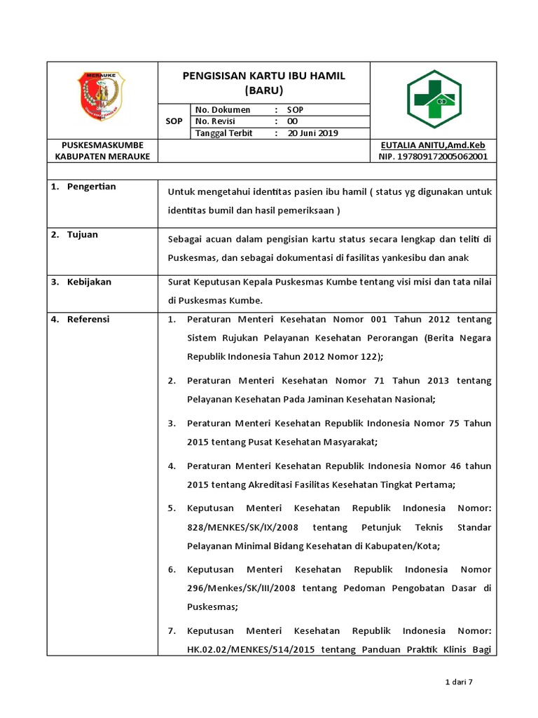 Sop Pengisian Kartu Ibu Hamil Baru | PDF | Kesehatan Holistik