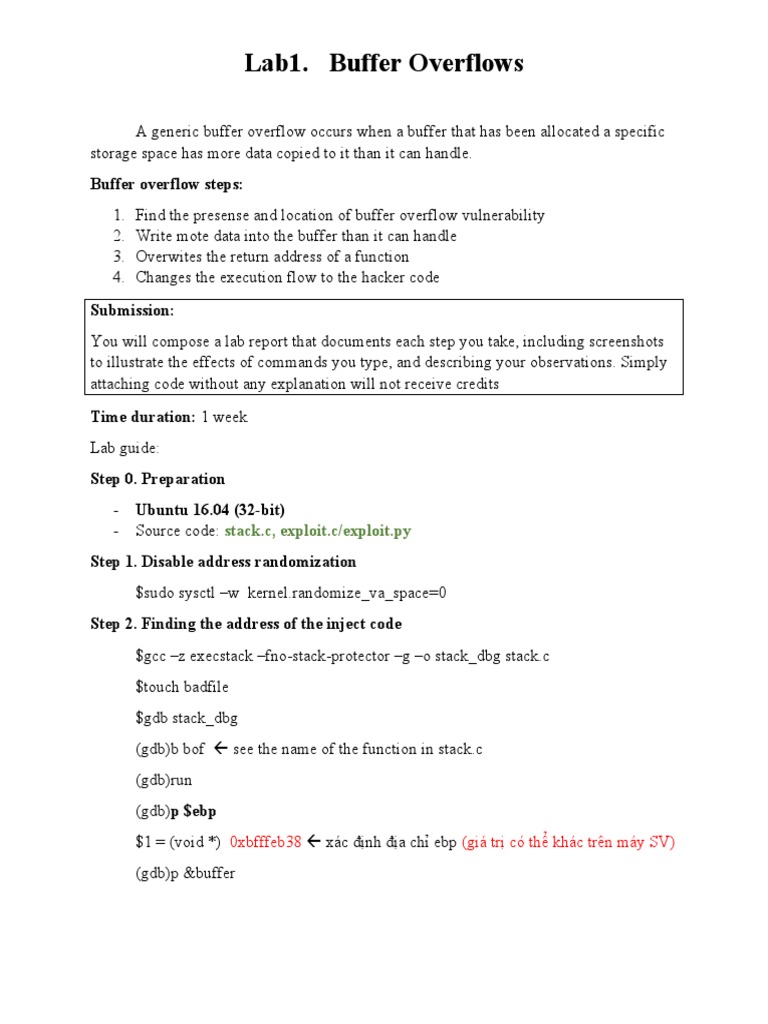 Lab 1 Buffer Overflow New Pdf Computer Programming Computing