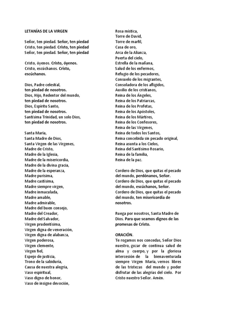 Letanías de La Virgen | PDF | María, madre de Jesús | Cristo (título)