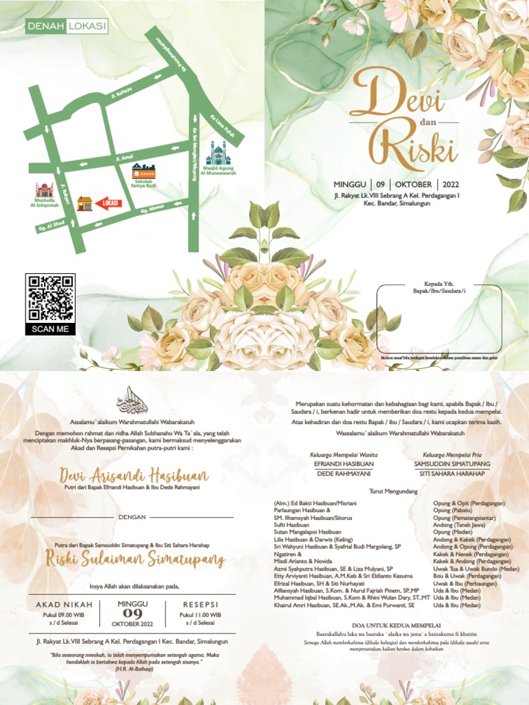 Undangan Akad dan Resepsi Devi Arisandi | PDF