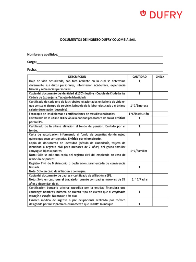 Formato listado de documentos de ingreso | PDF