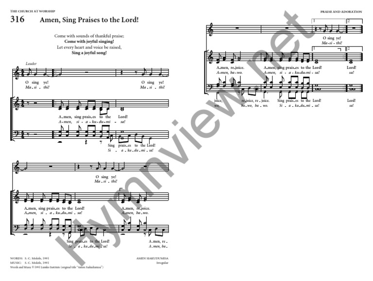 Amen, Sing Praises To The Lord!: Come With Joyful Singing! Sing A ...