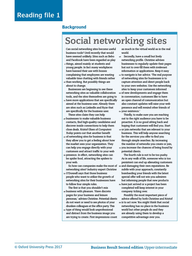 Br2e Upper-Int Readingfile01 | PDF | Social Networking Service ...