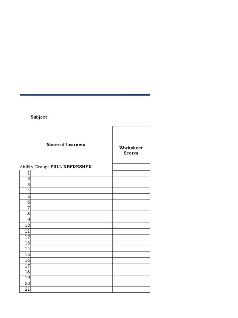 Teachers Weekly Record Sheet | PDF