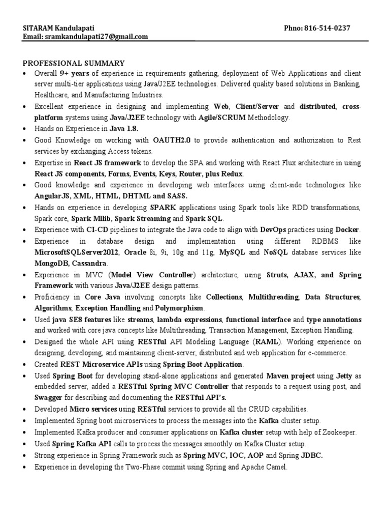 Sitaramk Resume Pdf Spring Framework Angular Js