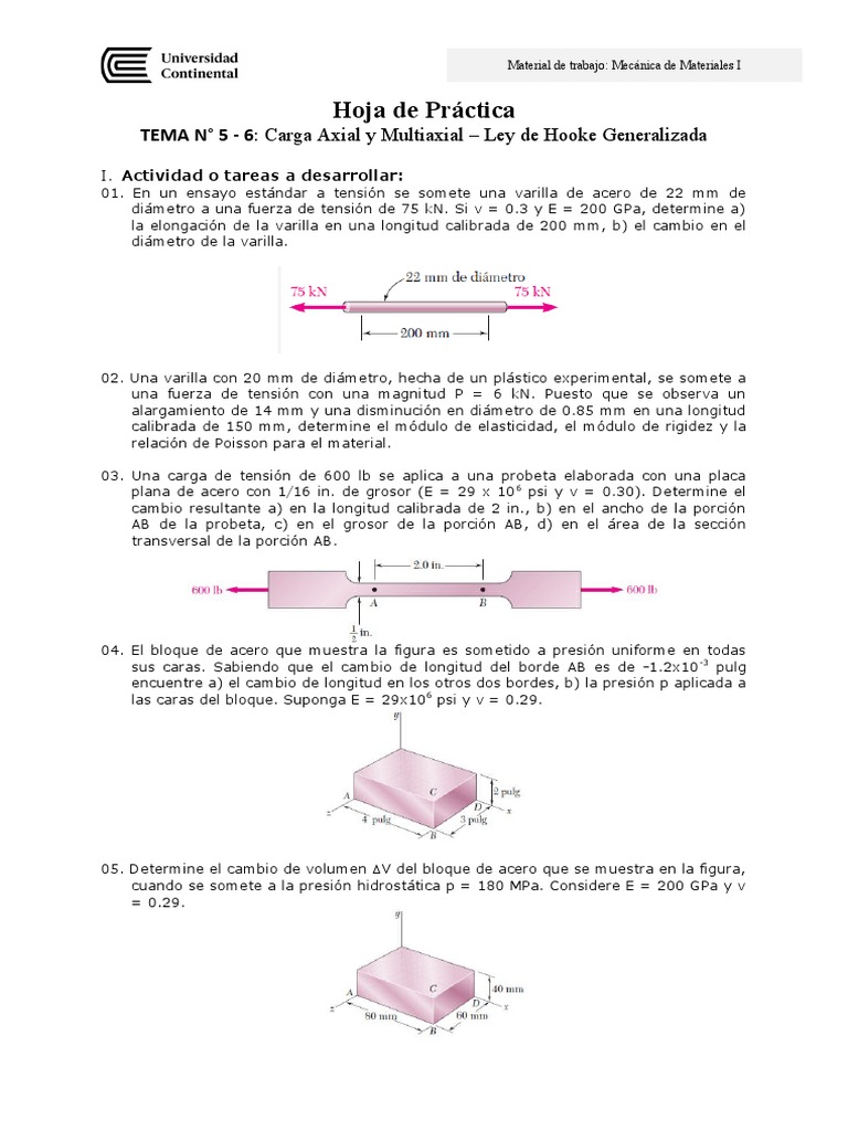 Carga Axial y Multiaxial en Materiales | PDF | Pascal (Unidad) | Estrés ...