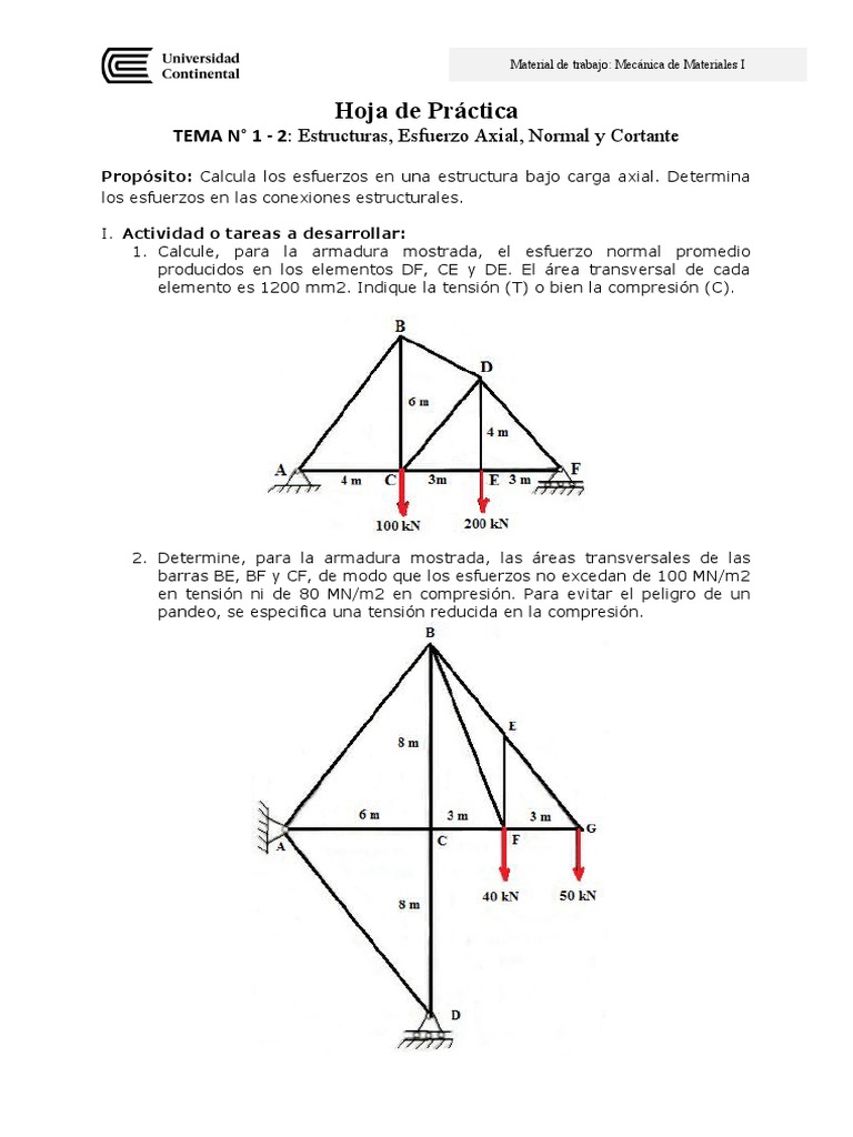 01 - 02 Tema - Estructuras, Esfuerzo Axial, Normal y Cortante | PDF | Fundación (Ingeniería ...