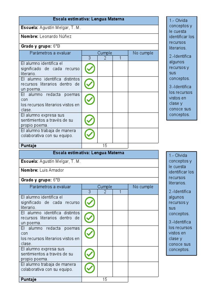 Escala Estimativa Pdf Matemáticas 8180