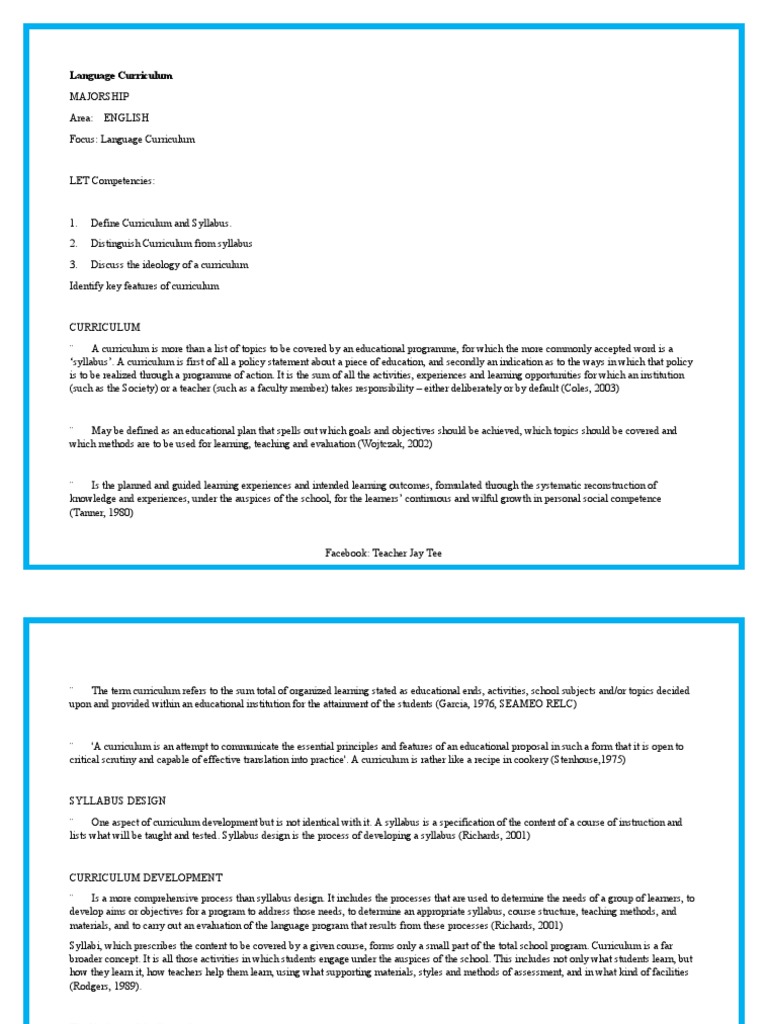 Language Curriculum | PDF | Curriculum | Teaching Method