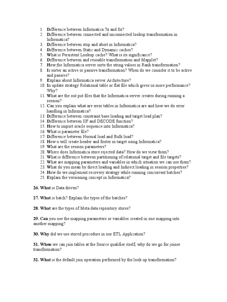 Informatica Interview Questions Guide | PDF | Oracle Database | Computer Programming