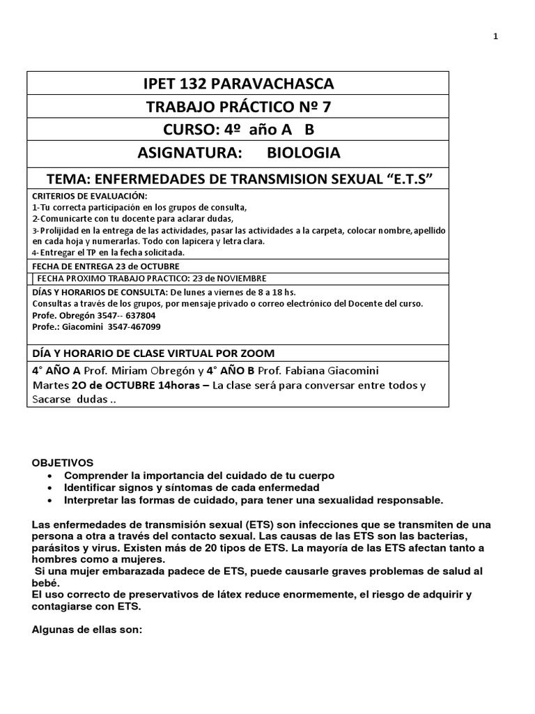 4º Año Bilogía TP7-1 | PDF | VIH / SIDA | VIH