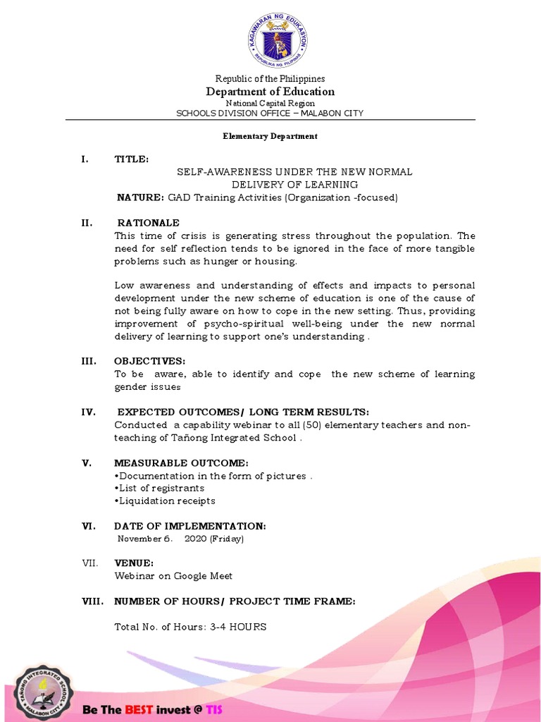 GAD Proposal (Organization Focused #3) | PDF | Cognition | Behavior ...