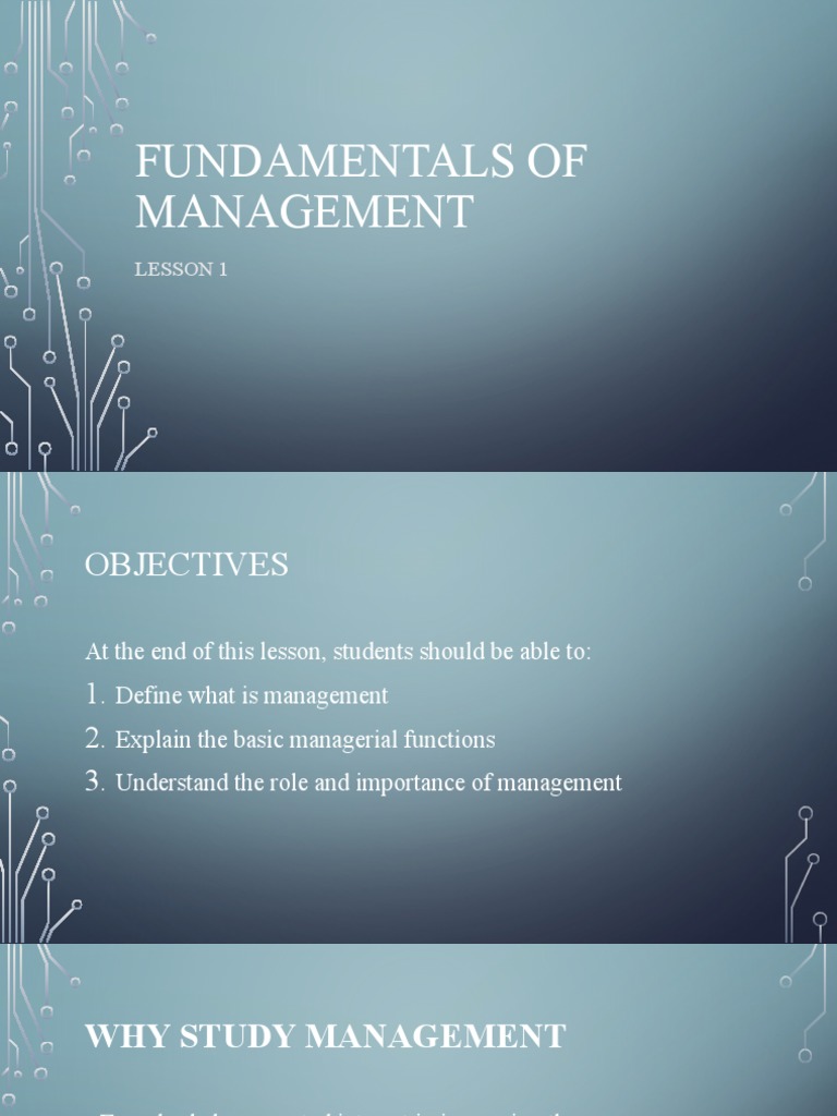 Lesson 1 Fundamentals of management | PDF | Goal | Behavioural Sciences