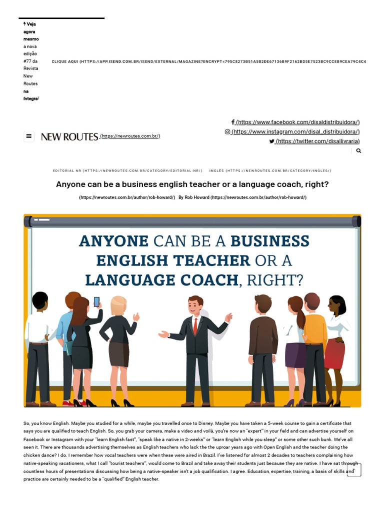 HOWARD, R. Anyone Can Be A Business English Teacher or A Language Coach ...