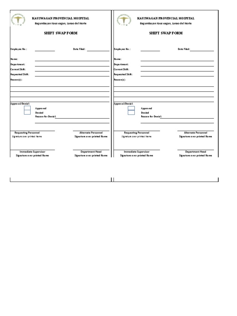 SHIFT SWAP FORM | PDF