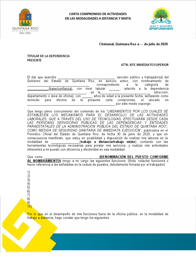 Modelo Carta Compromiso | PDF