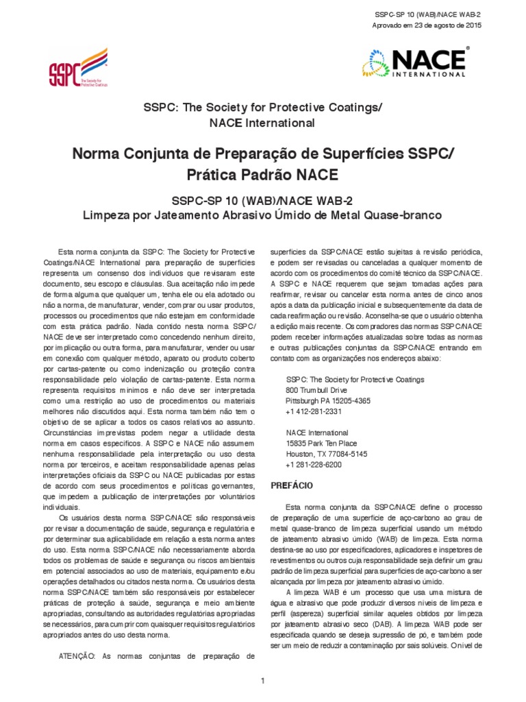 SSPC SP 10 (WAB) PT BR | PDF | Umidade | Química