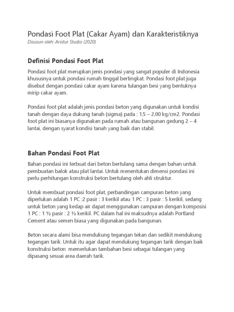 Pondasi Foot Plat | PDF