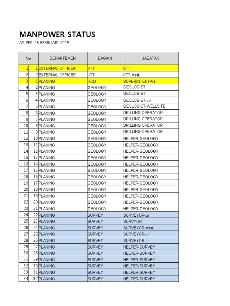 Manpower Status-150220 | PDF