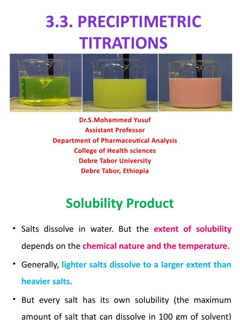 Chapter - 3.3 Precipitation Titration | PDF | Solubility ...