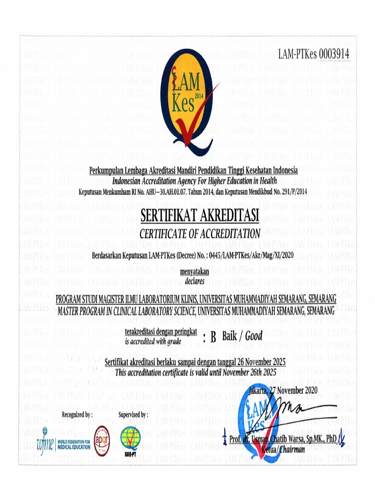 Sertifikat Akreditasi S2 ILK Unimus | PDF